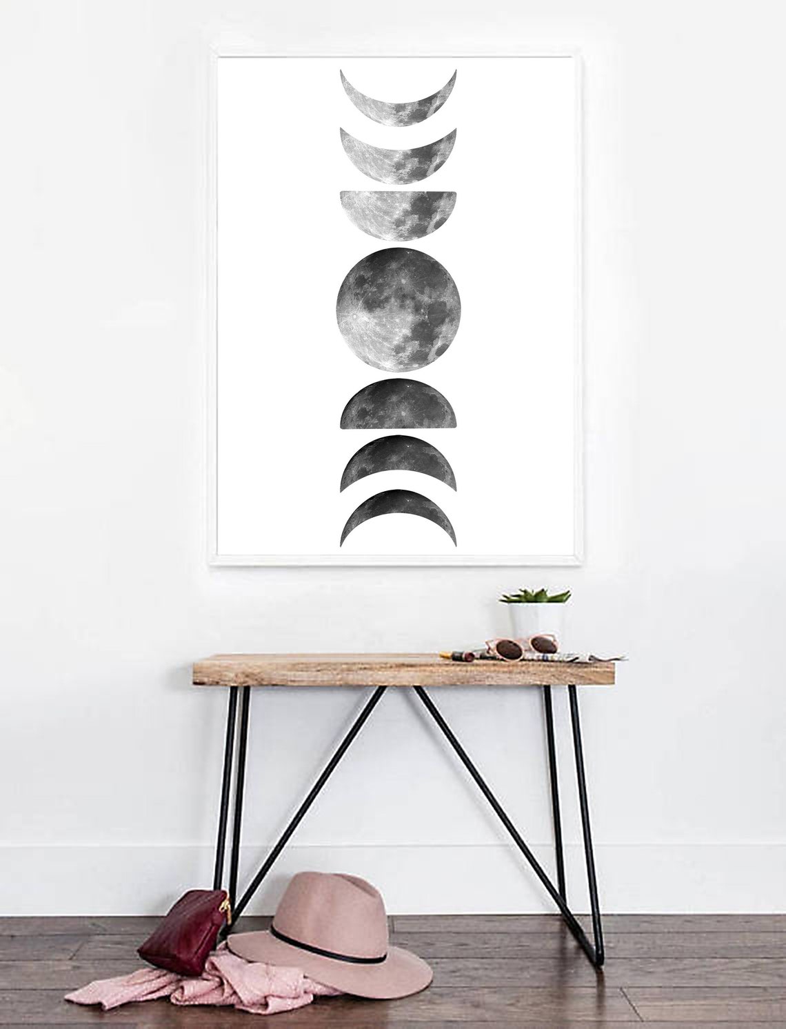 Moon phases Print Moon Phases Wall Art Moon Print Lunar | Etsy