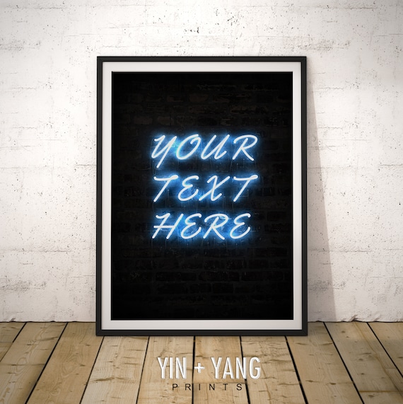 Your Text Here Print Custom Neon Sign Wall Art Printable | Etsy