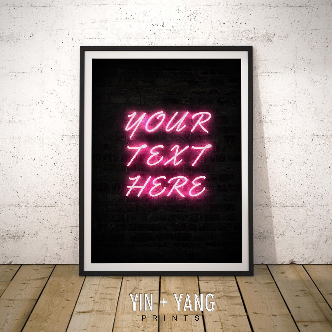 Your Text Here, Custom Neon Print, Digital Print, Personalized Print ...