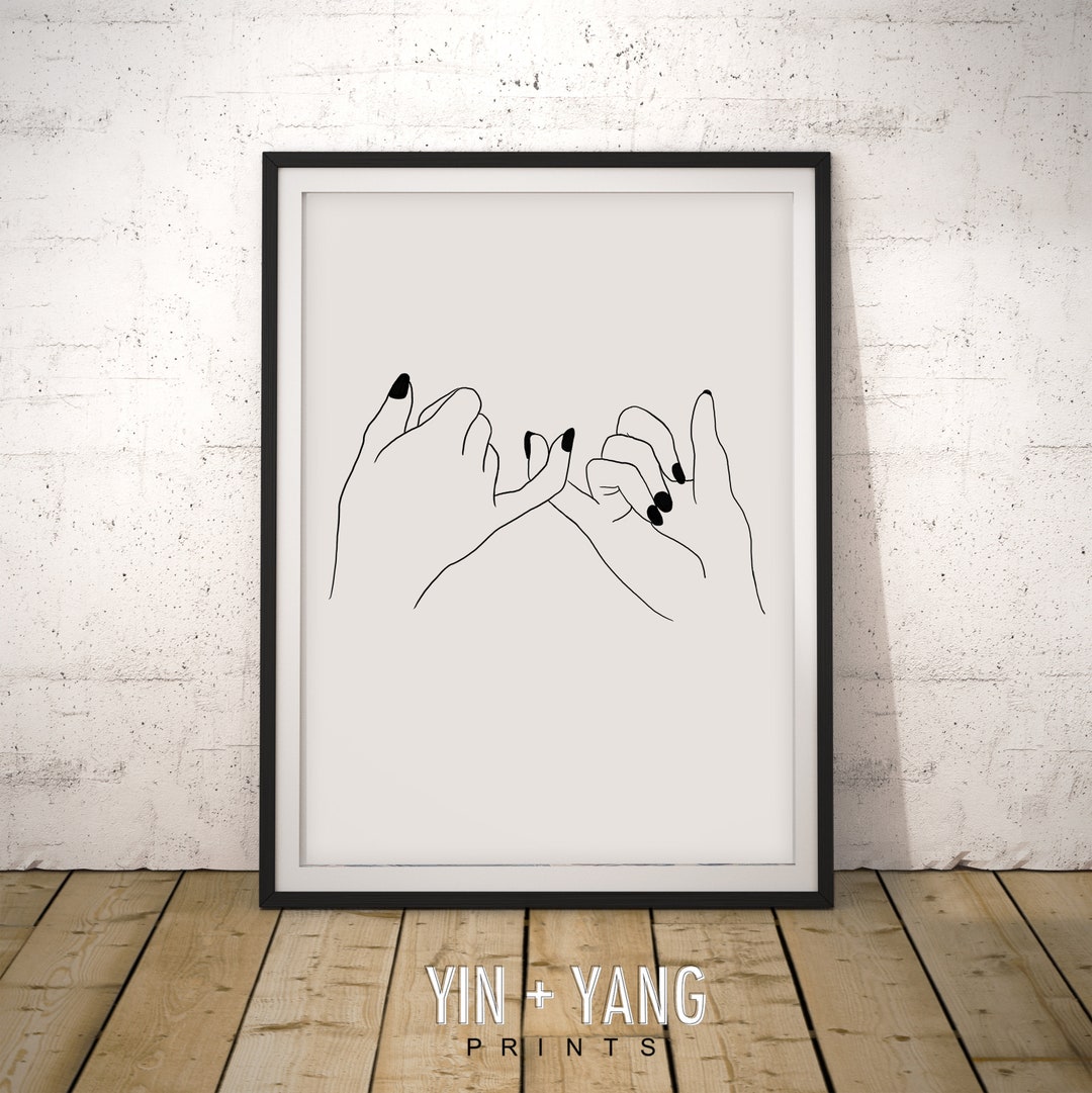 Pinky Promise Print, Pinky Swear Illustration Art, Line Art Print ...