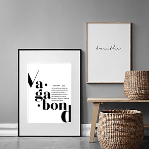 Vagabond Print, Vagabond Definition Print, Scandinavian Print, Black ...