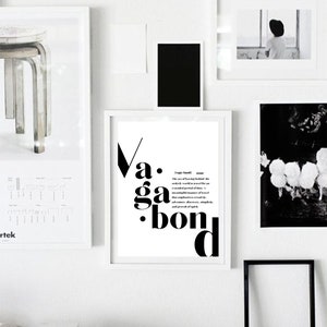 Vagabond Print, Vagabond Definition Print, Scandinavian Print, Black ...