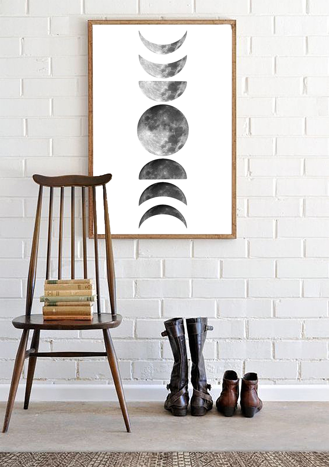 Moon phases Print Moon Phases Wall Art Moon Print Lunar | Etsy