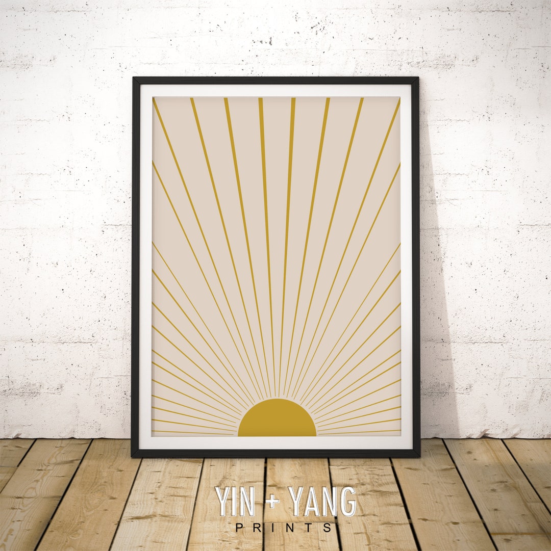Abstract Sun Art Print, Sun Burst Illustration Digital Download ...