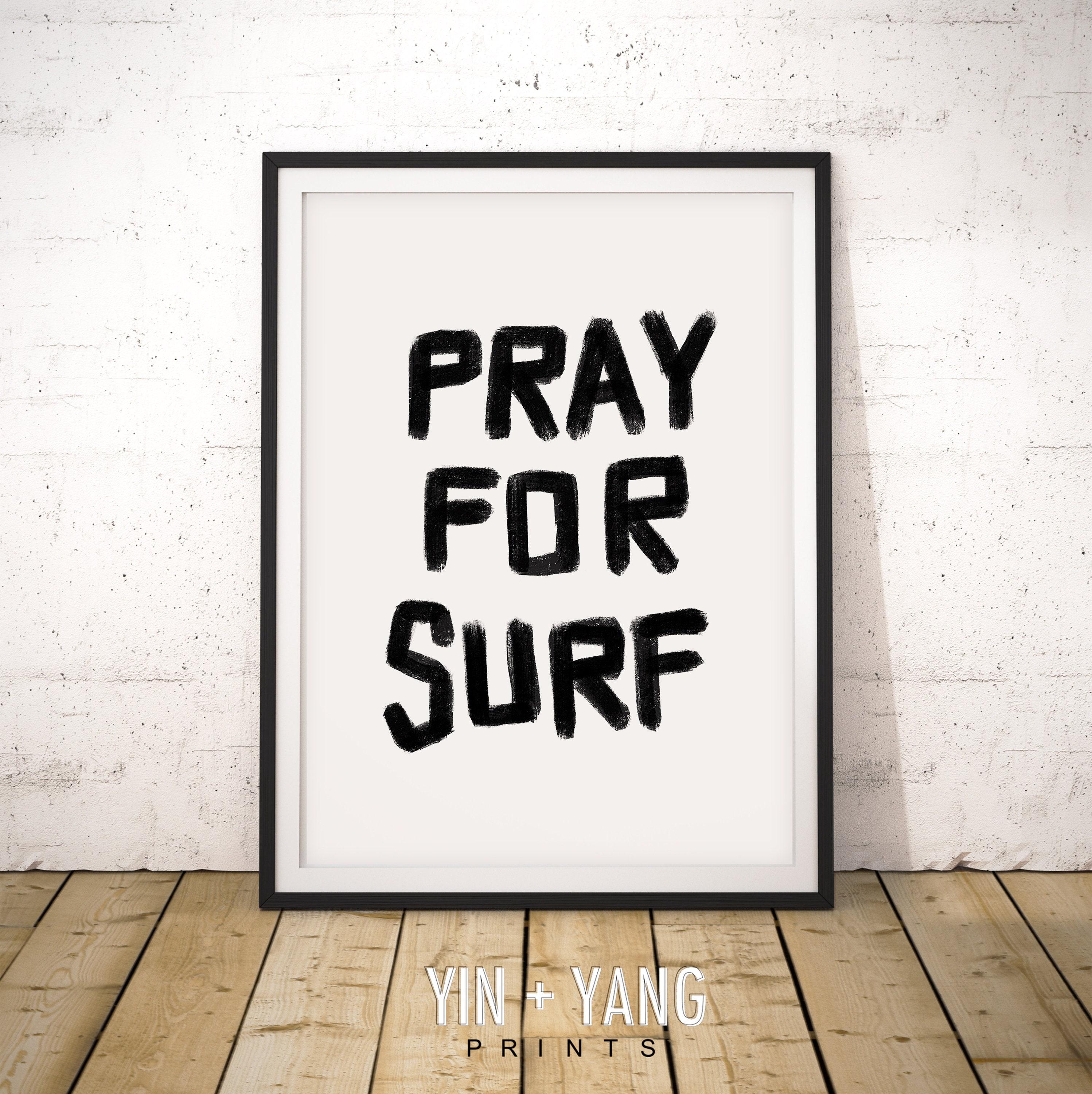 Pray For Surf Pray For Surf Print Surf Wall Art Surfer | Etsy