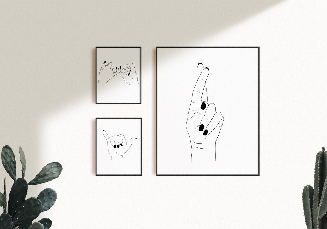 Pinky Promise Fingers Crossed Hang Loose Hand Signs Set Hand - Etsy