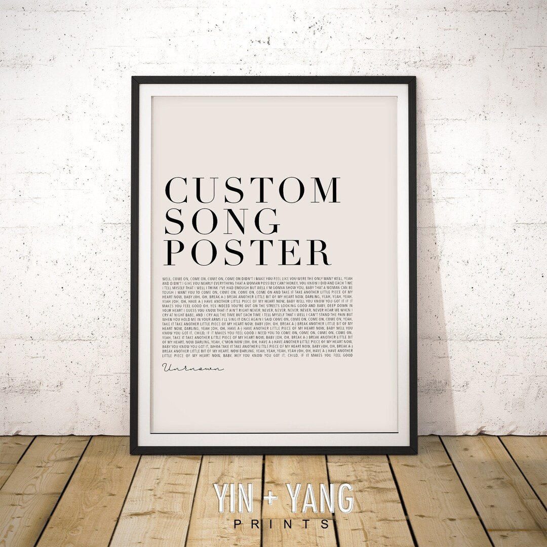 Custom Song Lyrics Print: Minimalist Music Poster (digital Download) - Etsy