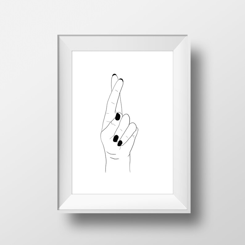 Fingers Crossed Print Hand Signal Print Good Luck Print - Etsy