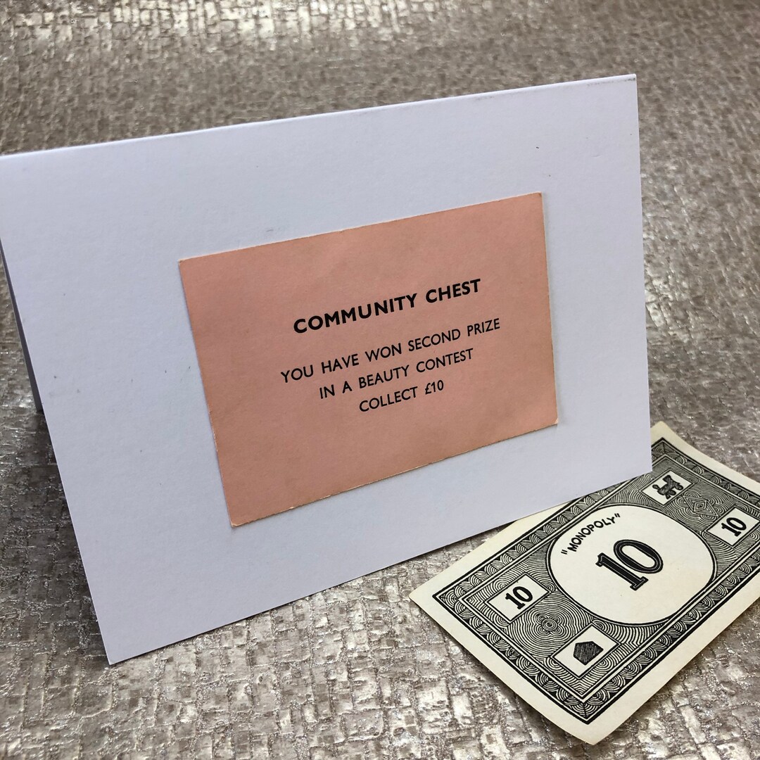 MONOPOLY Blank Greetings Card 1990s Community Chest Original Playing ...