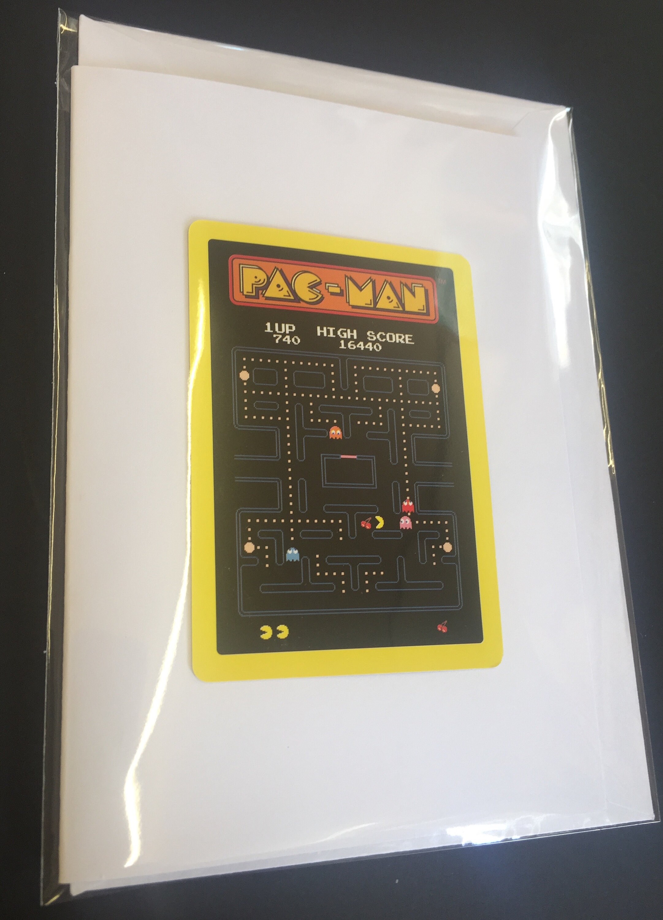 Handmade Blank Greetings Card Vintage Playing Card PAC MAN 1980'S ...
