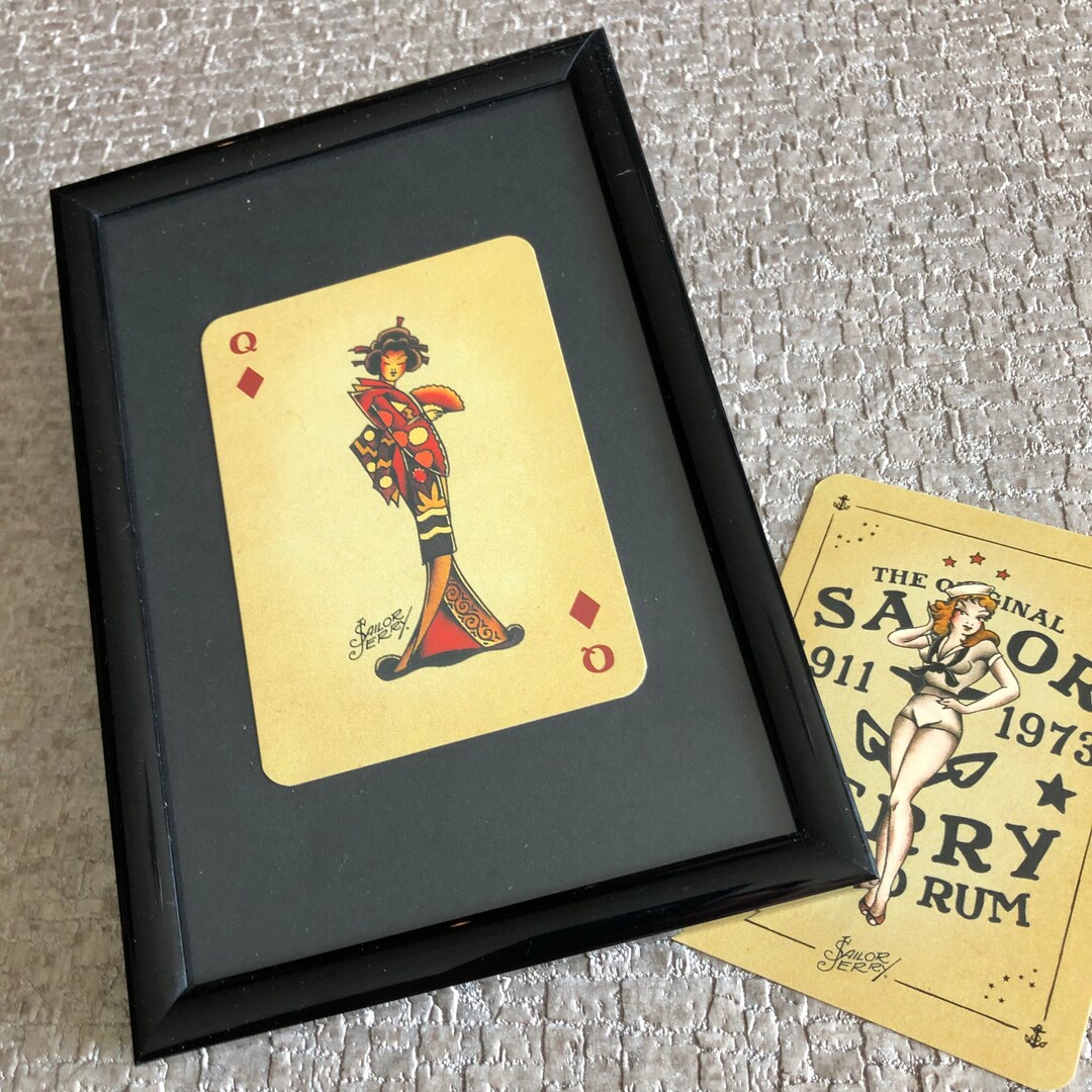 Original Framed Sailor Jerry Tattoo Playing Card – Vintage Breweriana ...