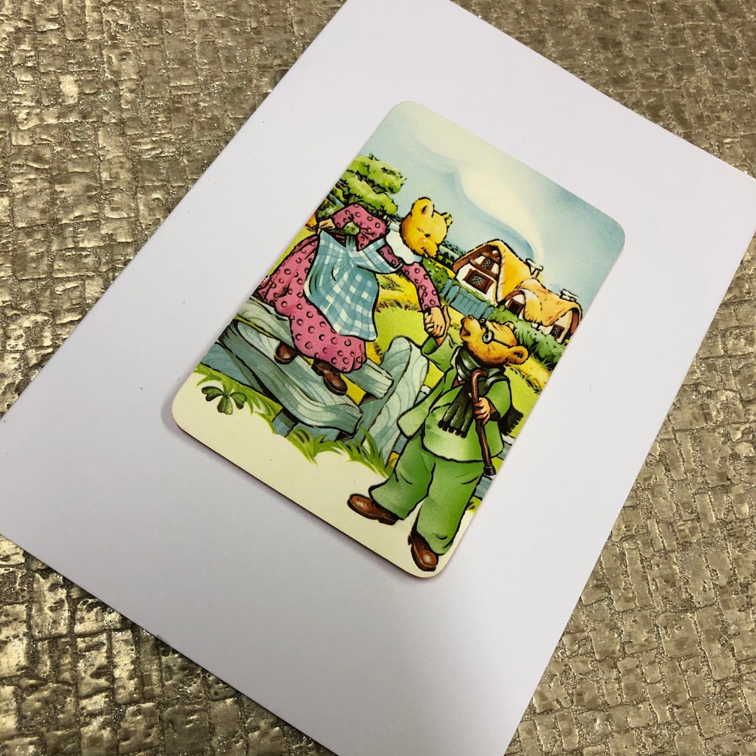 RUPERT BEAR Blank Greetings Card 1973 Vintage Pepys Playing Card RUPERT ...