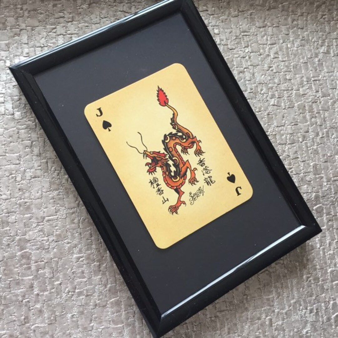 Sailor Jerry Jack of Spades Chinese Dragon Framed Tattoo Art - Etsy