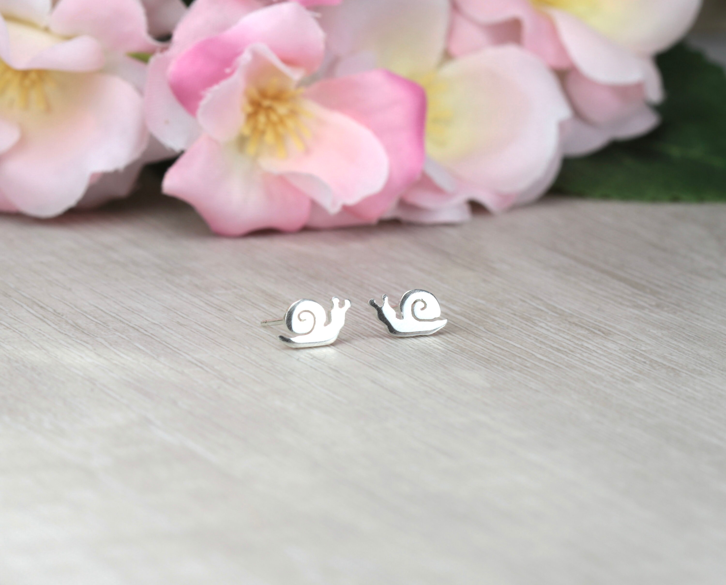 Sterling Silver Snail Stud Earrings: Handmade Wildlife Gardener Gift ...
