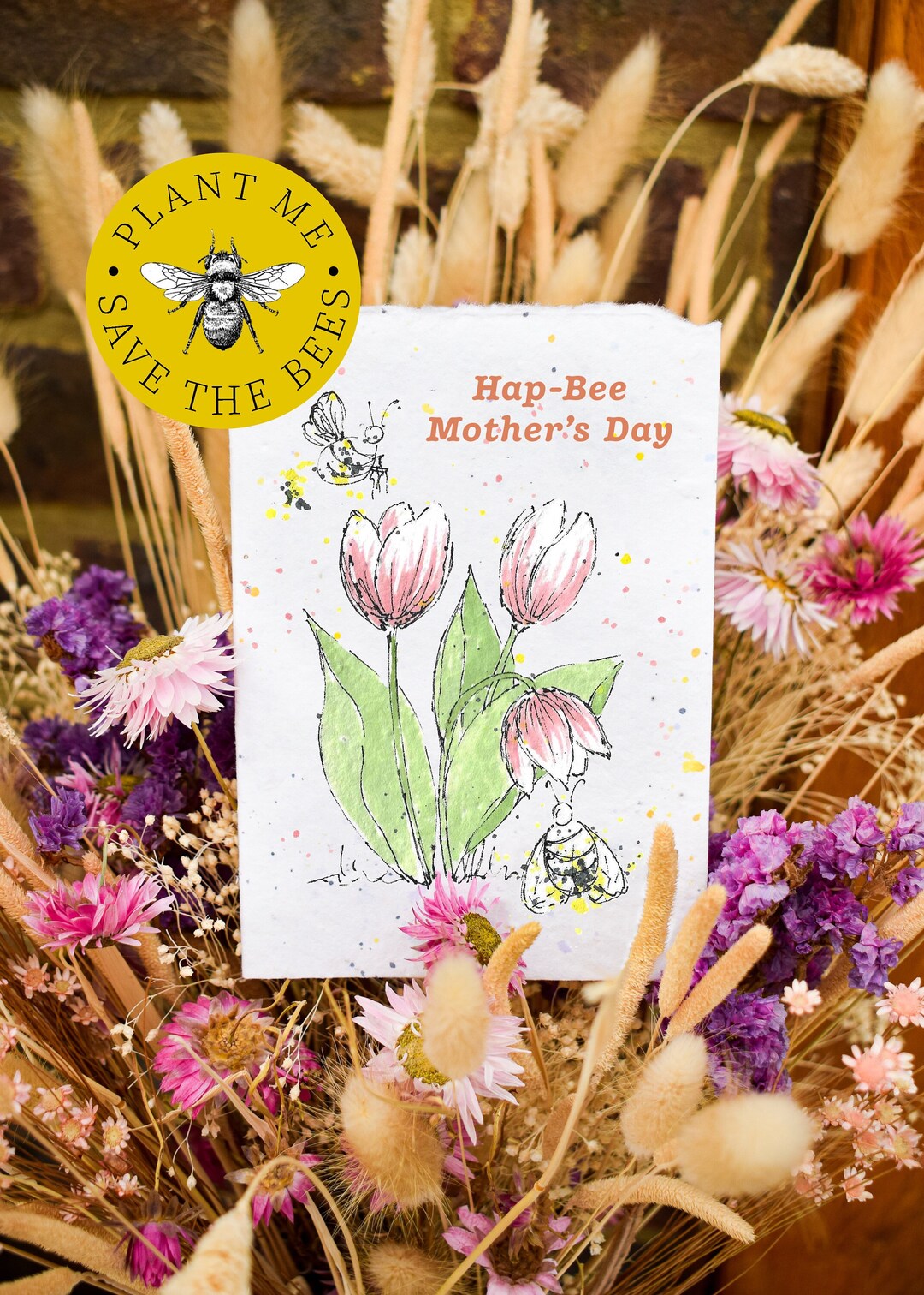 Mother's Day Seeded Bee Cards Plantable Card Recycled Save the Bees ...