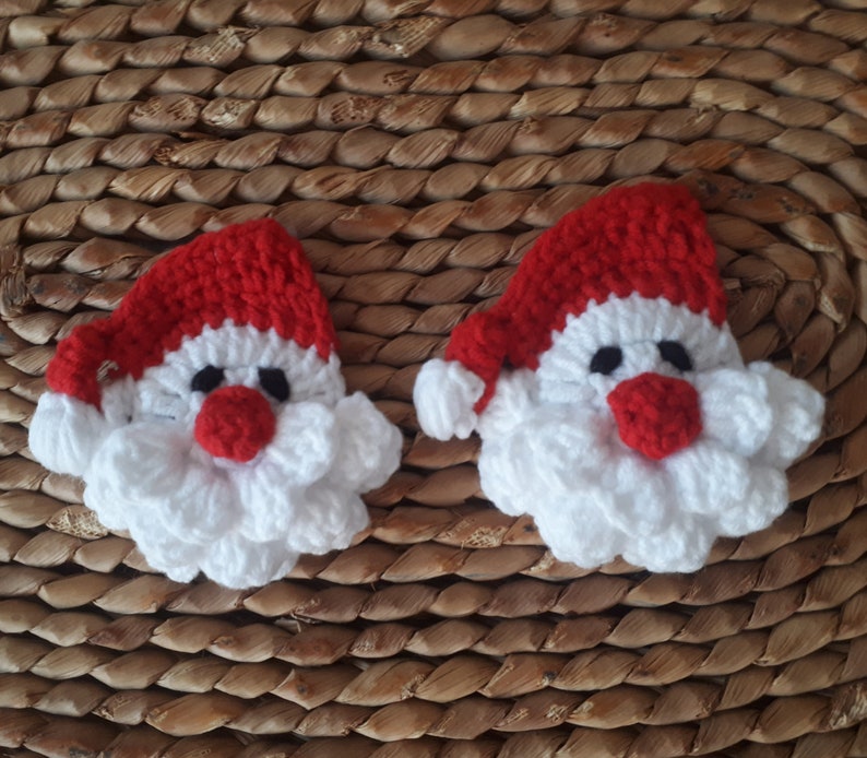 Crochet Santa Applique Set of 2,embellishments, Sewing ,card Making - Etsy