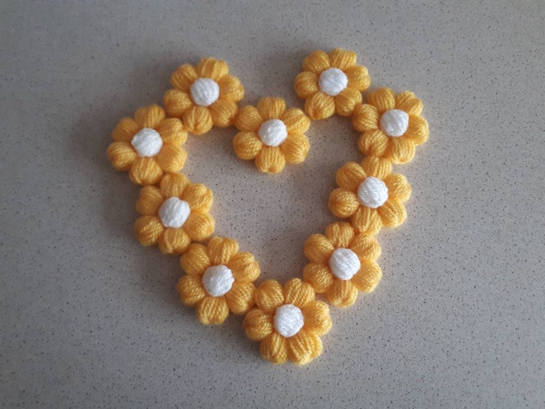 10 Pieces Crochet 3D Flowers ,chunky Flower Cardigan ,daisy Flower ...