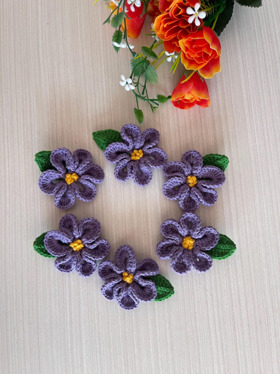 Crochet Violet Applique,purple Flower Patch ,patches for Clothing ...