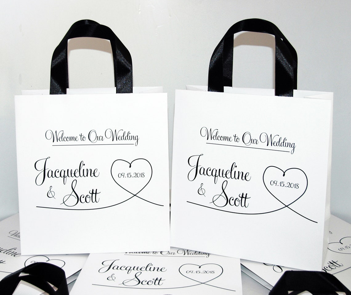 35 Welcome to Our Wedding Bags with satin ribbon handles and | Etsy