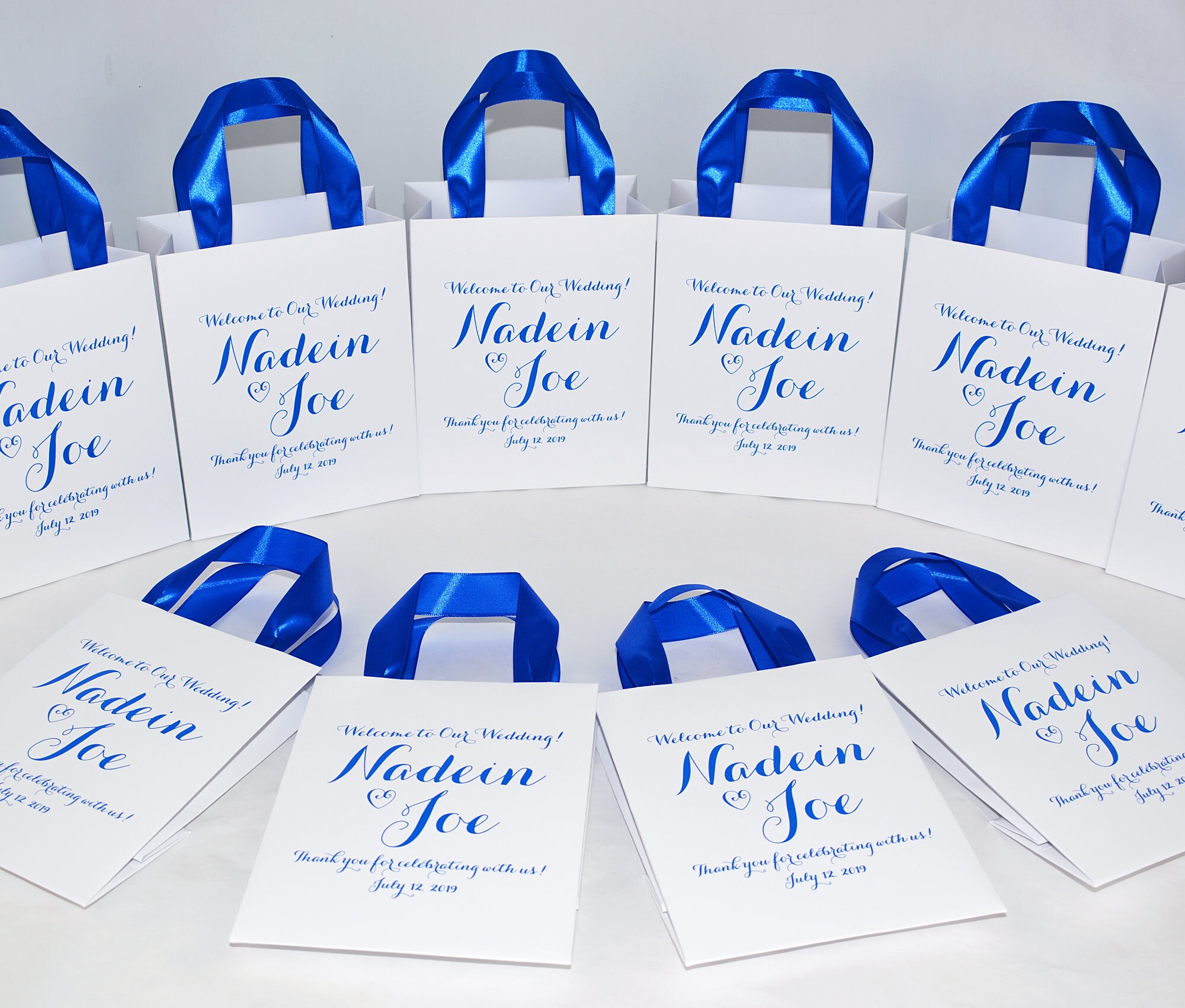 25 Wedding Welcome Bags With Satin Ribbon Handles and Your | Etsy