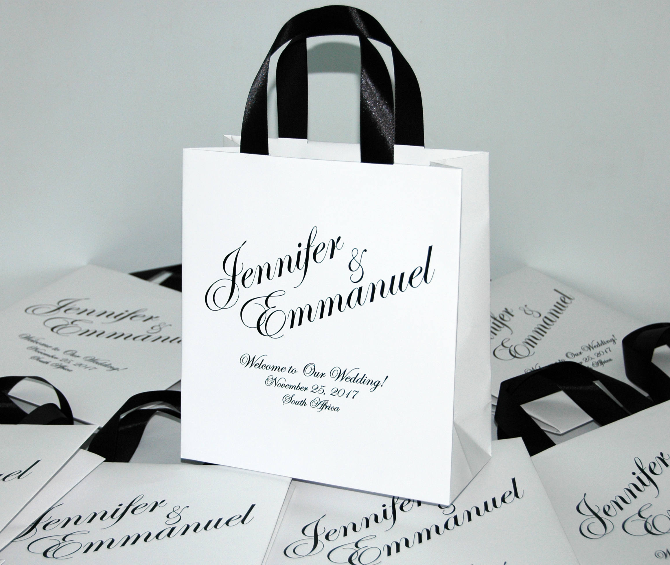 25 Elegant Wedding Welcome Bags With Satin Ribbon Handles and | Etsy