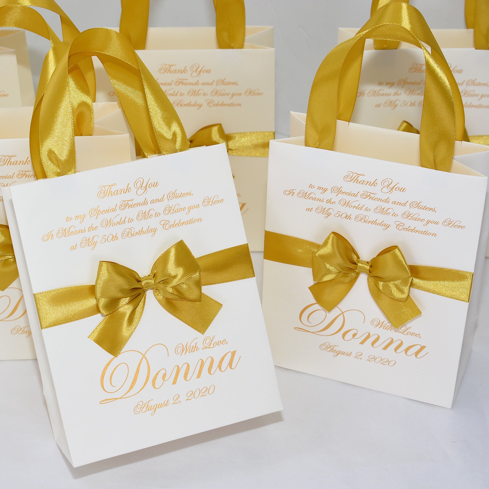 30 Elegant Ivory And Gold Birthday Party Bags For Your Guests Etsy