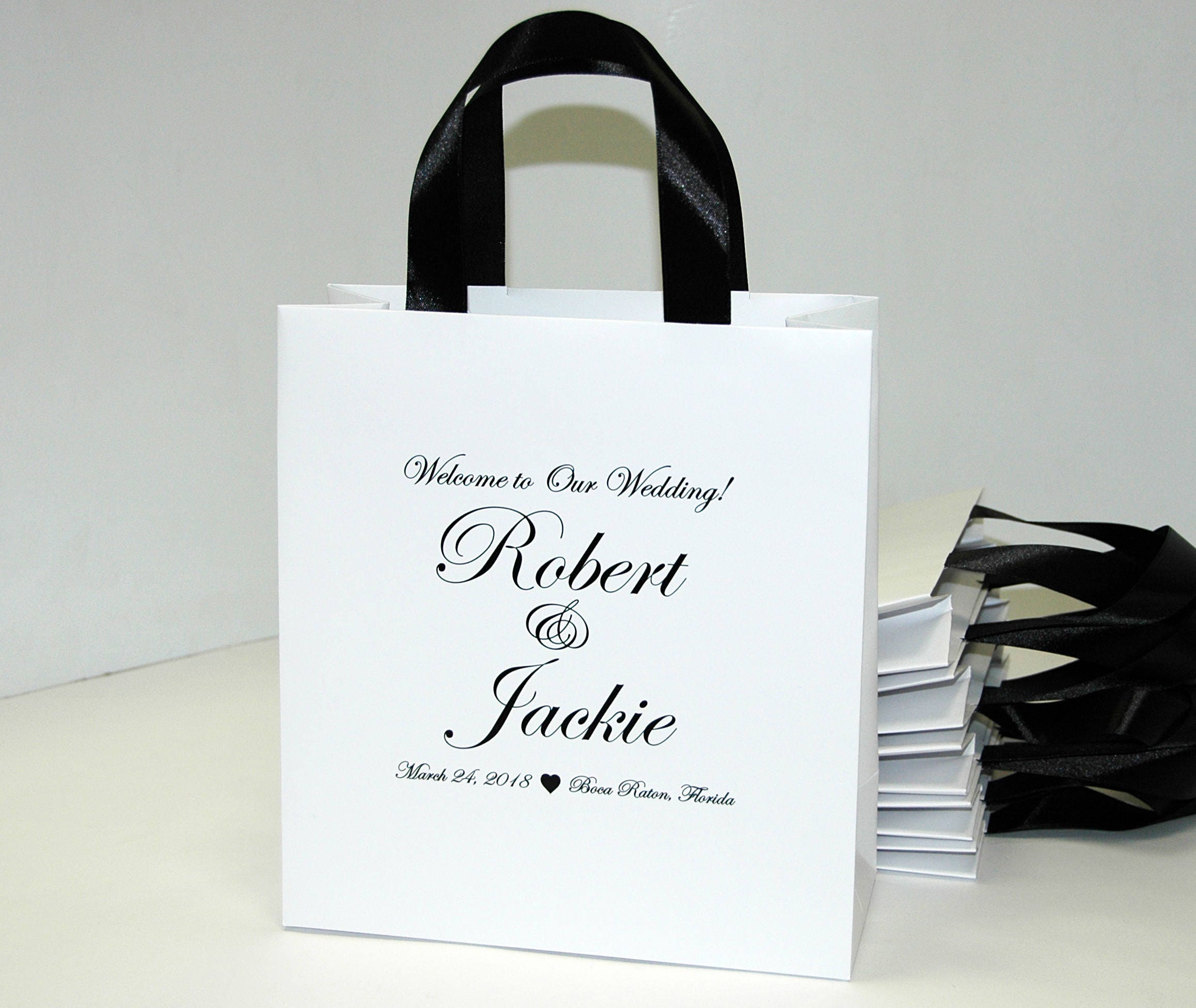 30 Wedding Welcome Bags With Satin Ribbon Handles and Your - Etsy