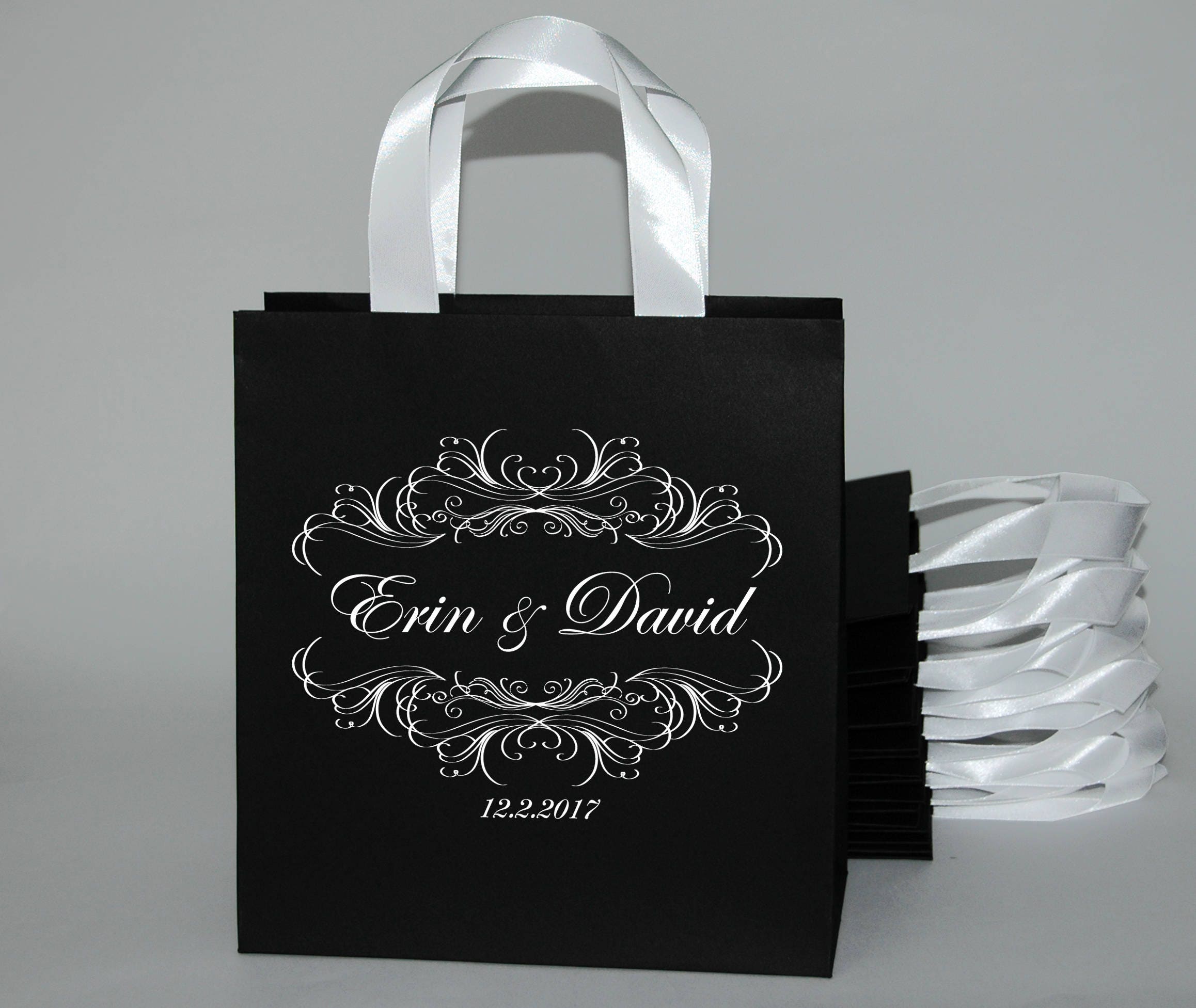 30 Elegant Wedding Welcome Bags with satin ribbon handles and | Etsy