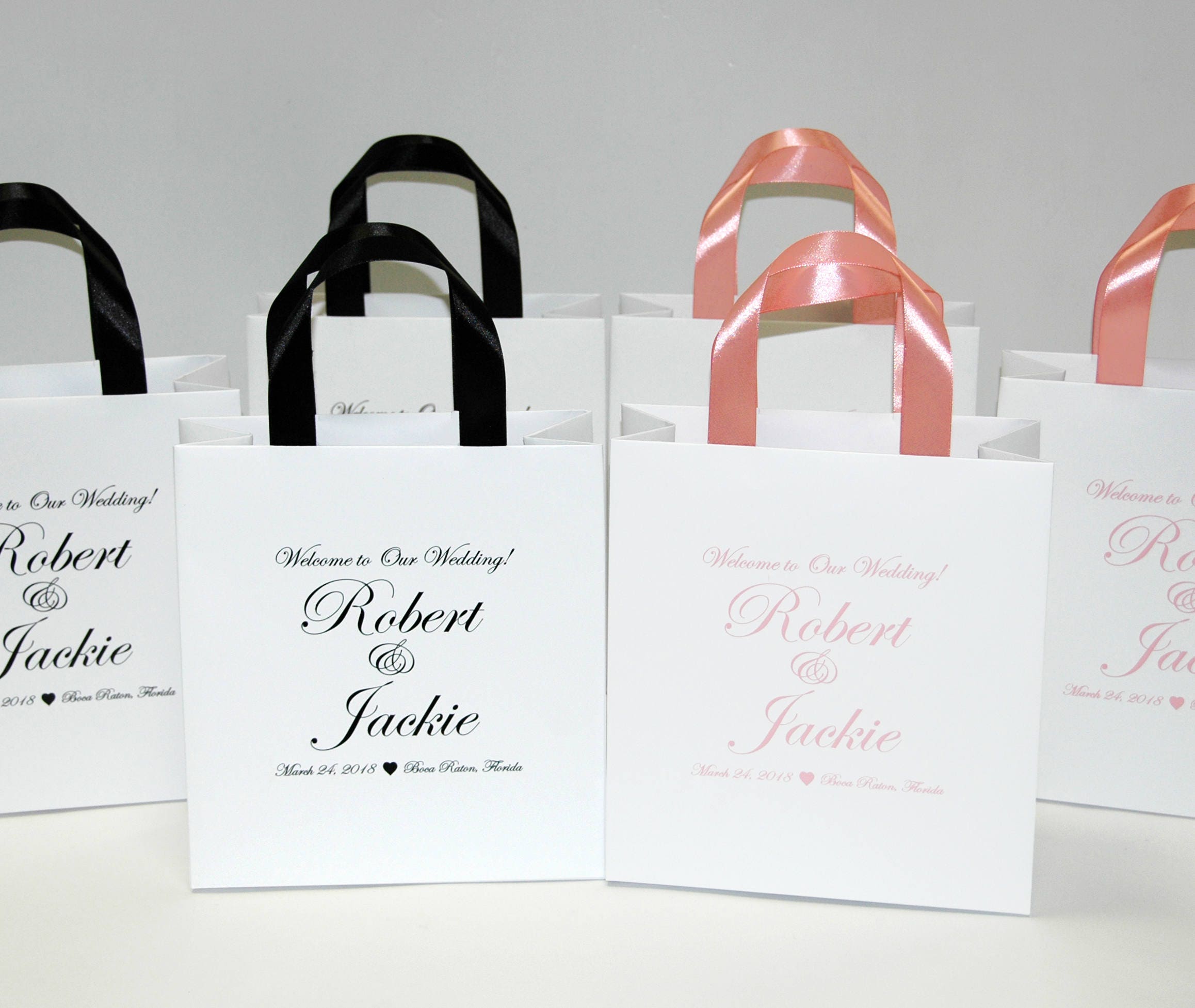 30 Wedding Welcome Bags With Satin Ribbon Handles and Your - Etsy