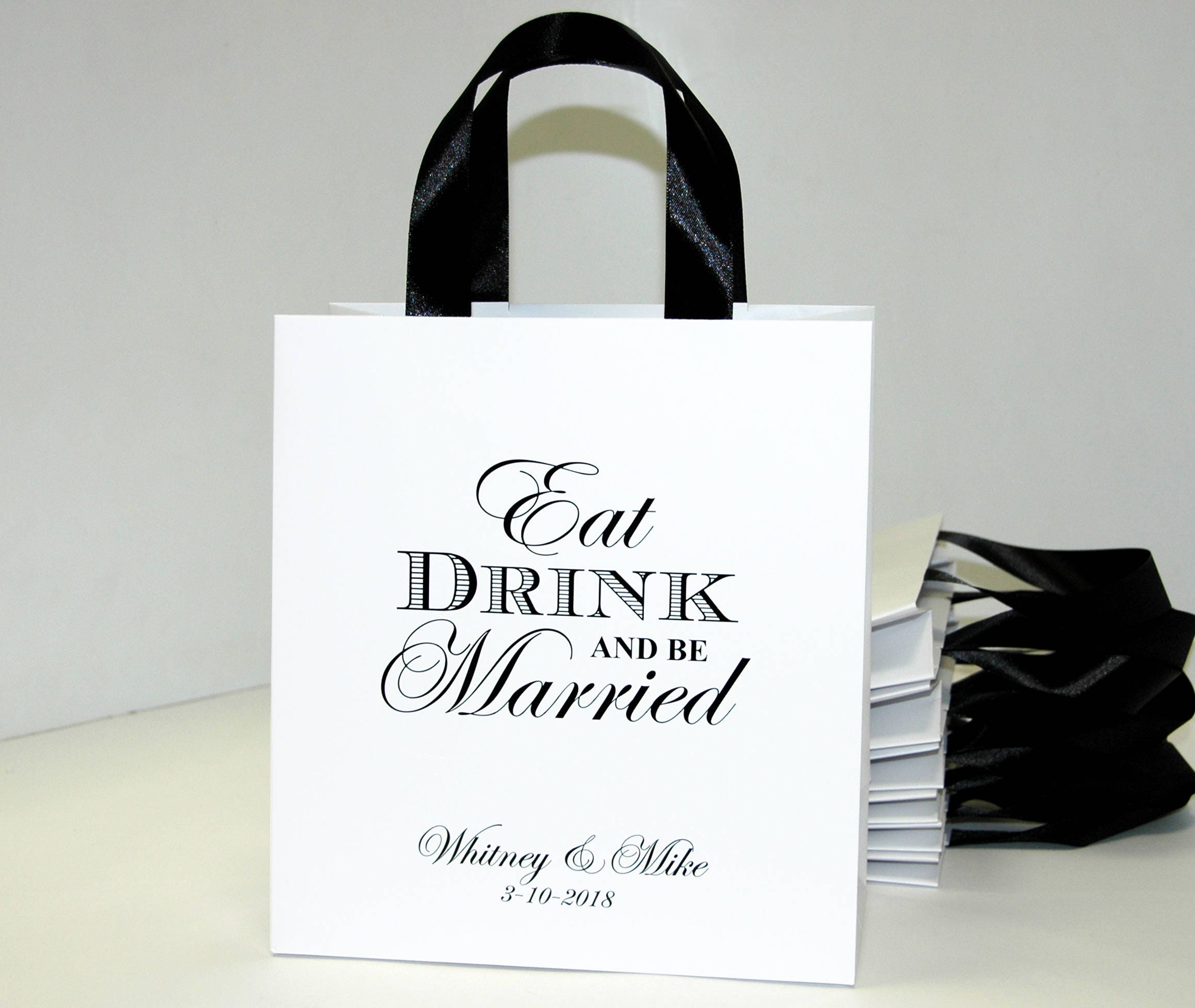 30 Wedding Welcome Bags With Satin Ribbon Handles and Your | Etsy