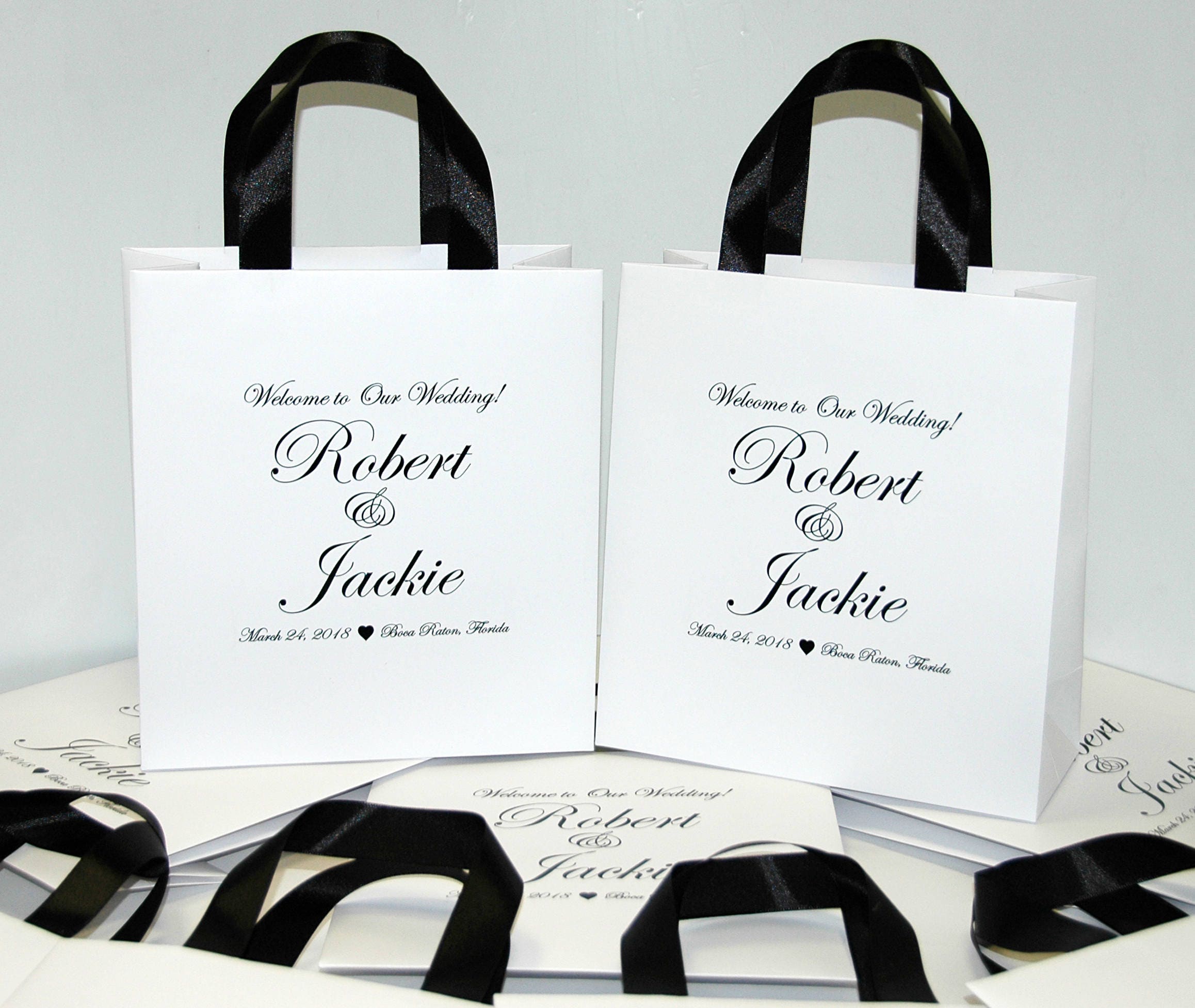 30 Wedding Welcome Bags With Satin Ribbon Handles and Your - Etsy