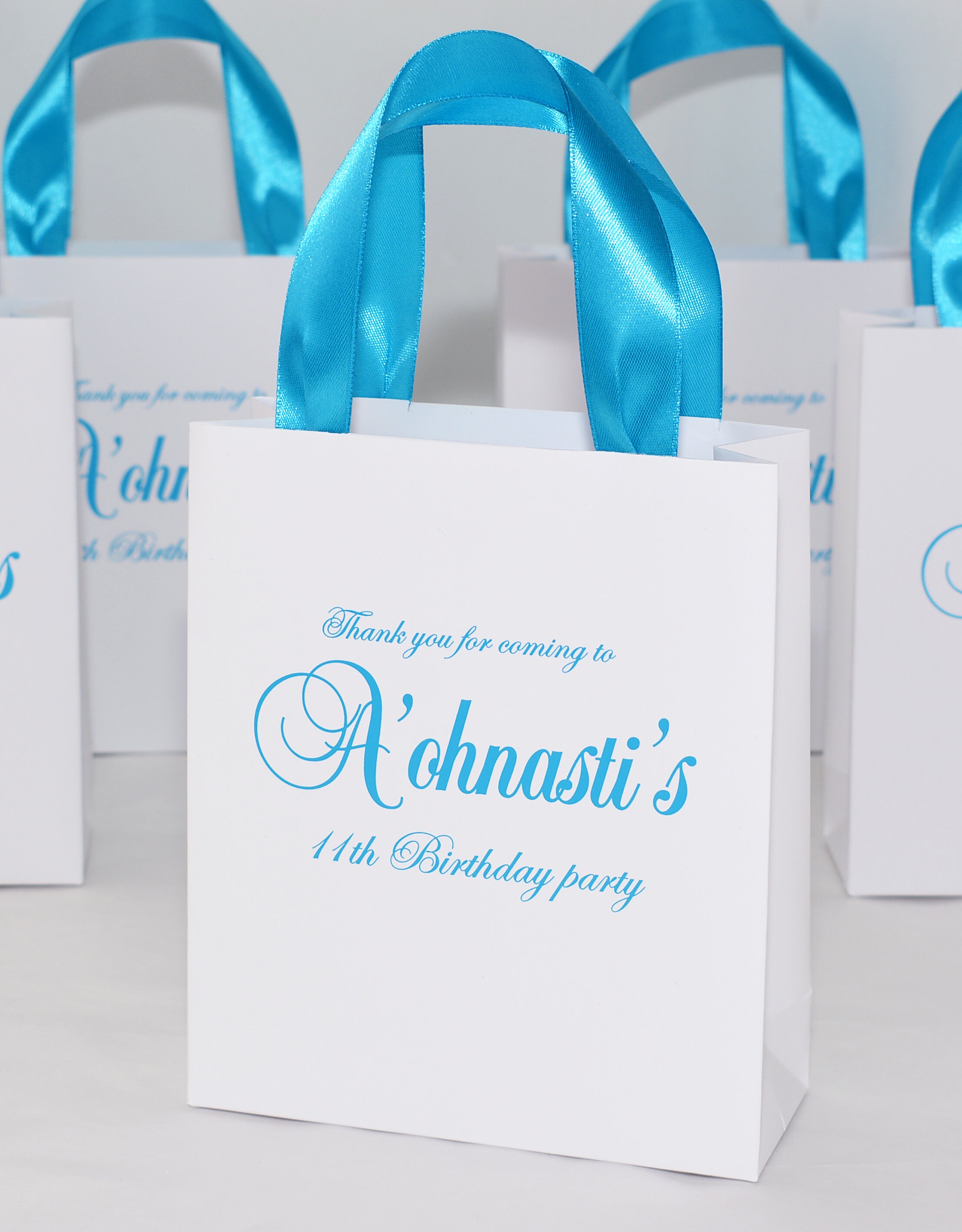 30 Elegant Party Favor Bags With Turquoise Satin Ribbon | Etsy