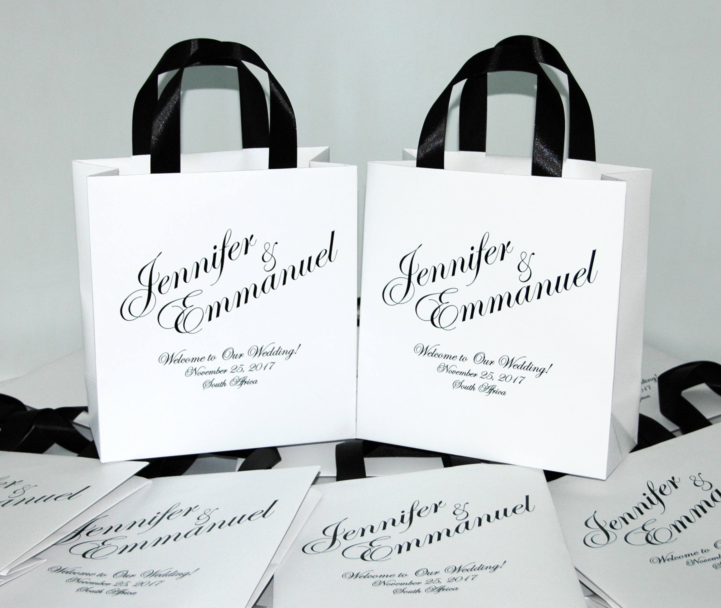 25 Elegant Wedding Welcome Bags With Satin Ribbon Handles and | Etsy