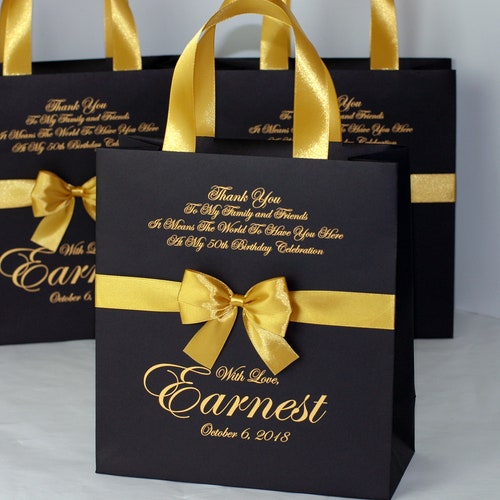 25 Elegant Birthday Party Favor Bags With Satin Ribbon Handles Etsy