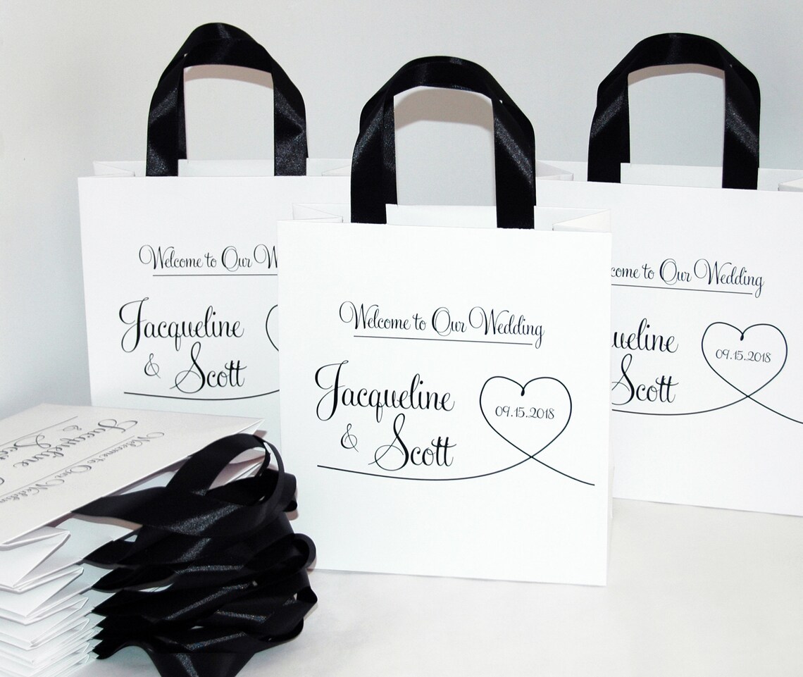 35 Welcome to Our Wedding Bags with satin ribbon handles and | Etsy