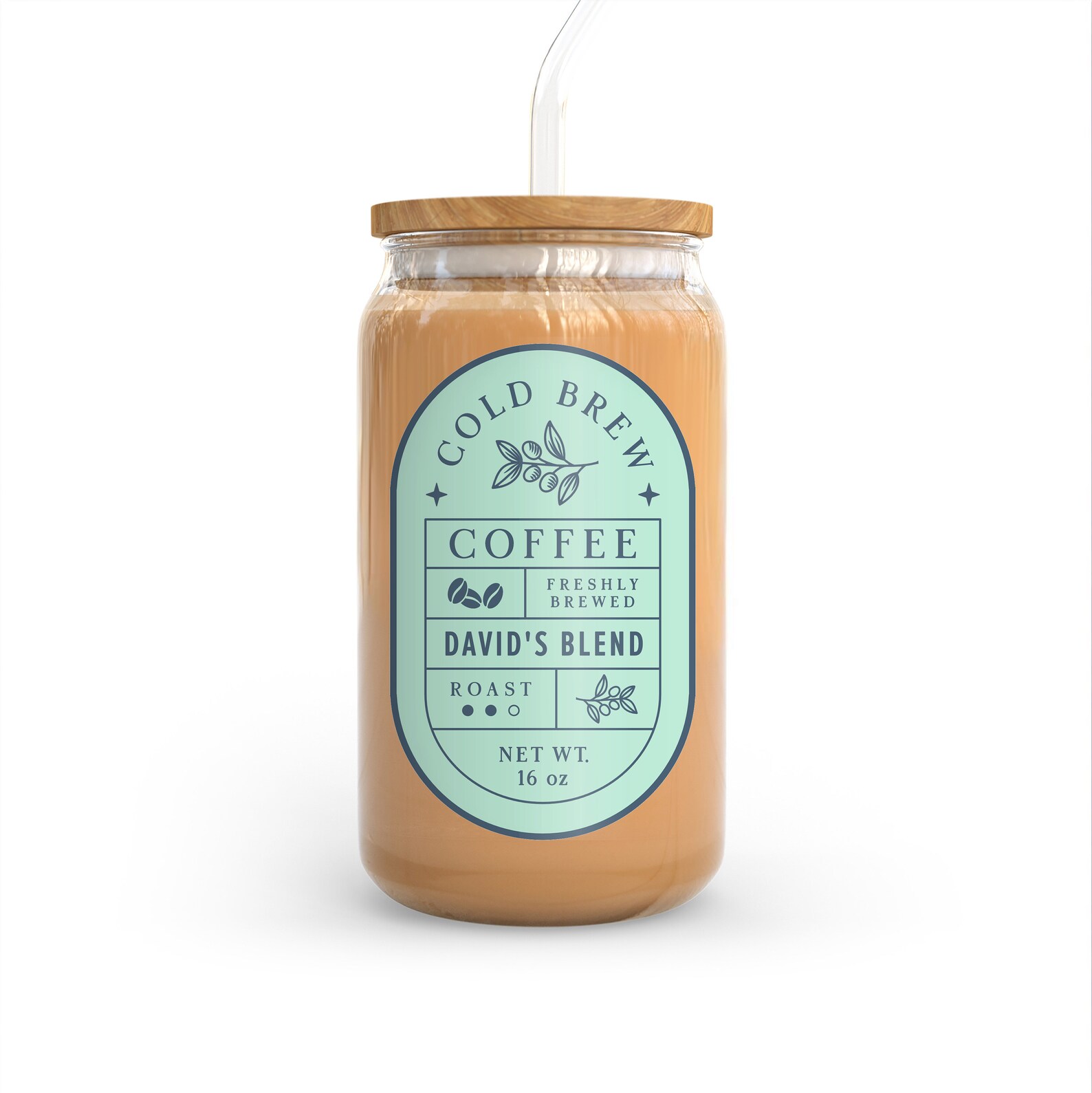 Personalized Cold Brew Iced Coffee Glass 16oz Sipper Glass Glass ...