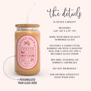 Personalized Cold Brew Iced Coffee Glass 16oz Sipper Glass Glass ...
