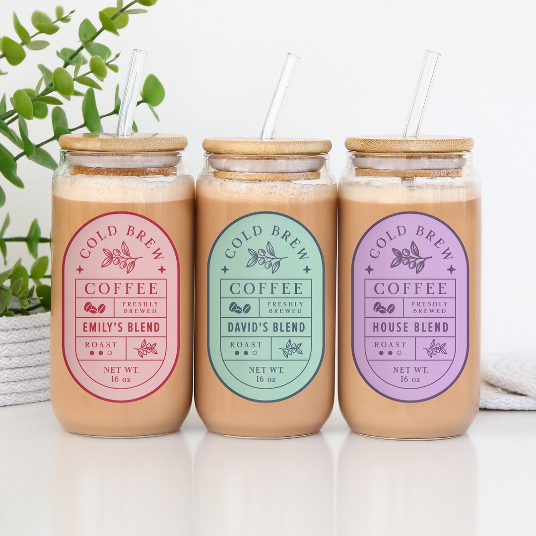 Personalized Cold Brew Iced Coffee Glass 16oz Sipper Glass Glass ...