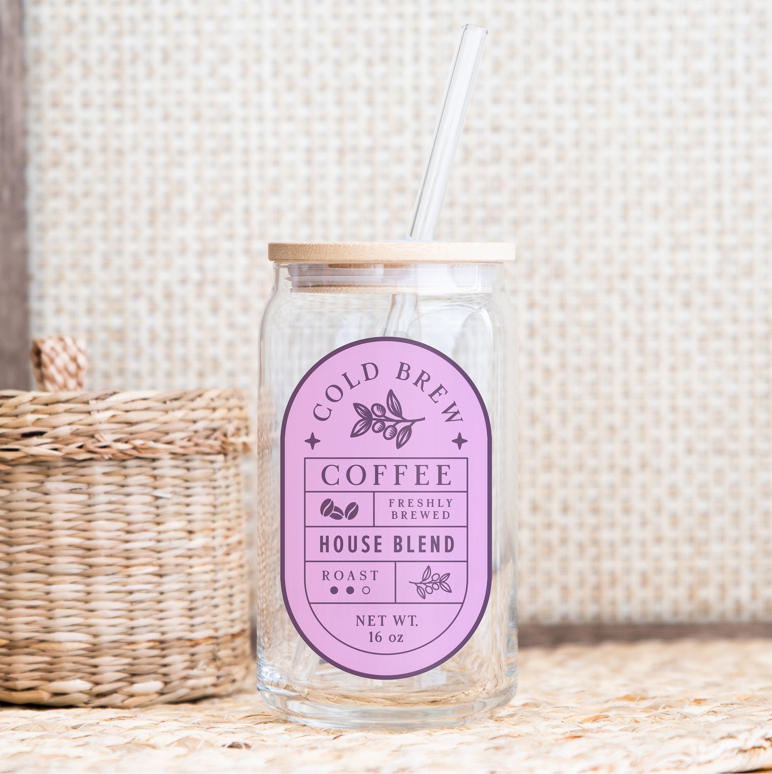 Personalized Cold Brew Iced Coffee Glass 16oz Sipper Glass Glass ...