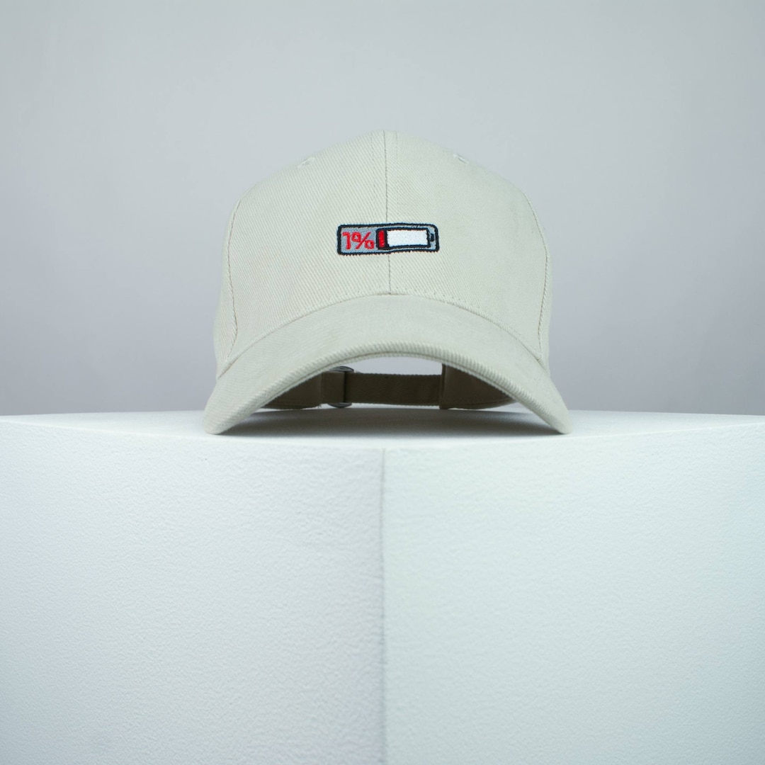 1% Battery Embroidered Baseball Cap / iPhone / Gift / Phone ...