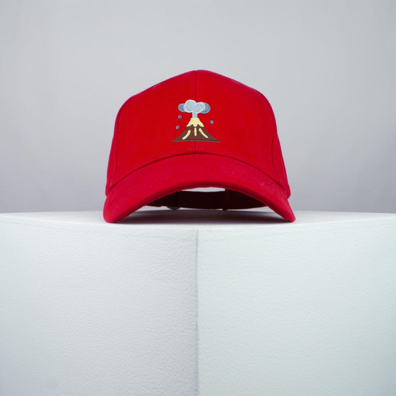 Volcano Erupting Embroidered Baseball Cap Premium Hat Mountain Mount ...