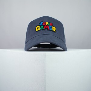 Super Gamer / Mario Embroidered Baseball Cap SNES Nintendo N64 Gameboy ...