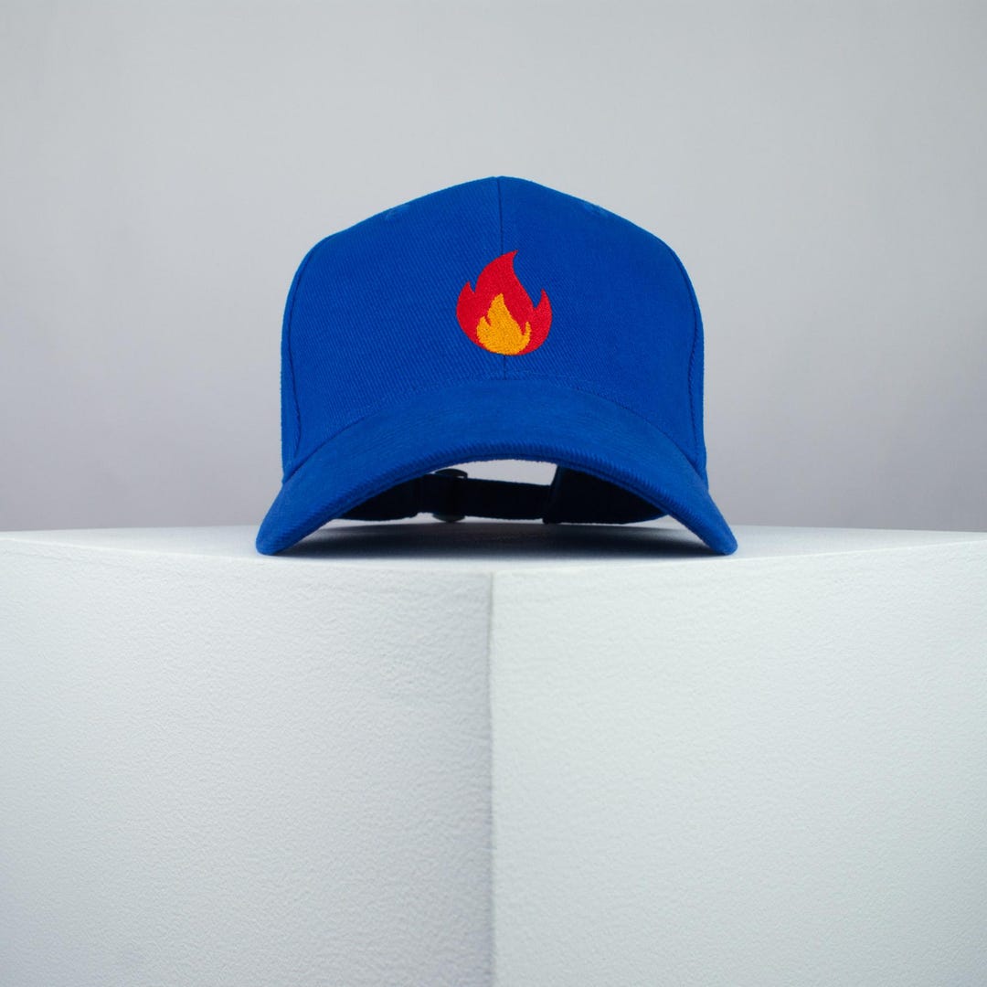 Fire Embroidered Baseball Cap Premium Hat Flame Fireman Truck // Hatty ...