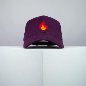 Fire Embroidered Baseball Cap Premium Hat Flame Fireman Truck // Hatty ...