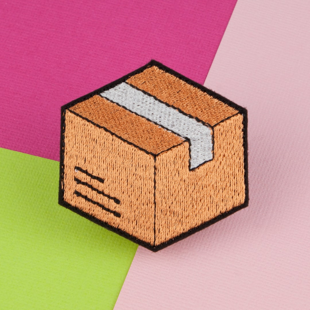 Cardboard Box Iron on Patch / Box / Patches / Card Box / Embroidery ...