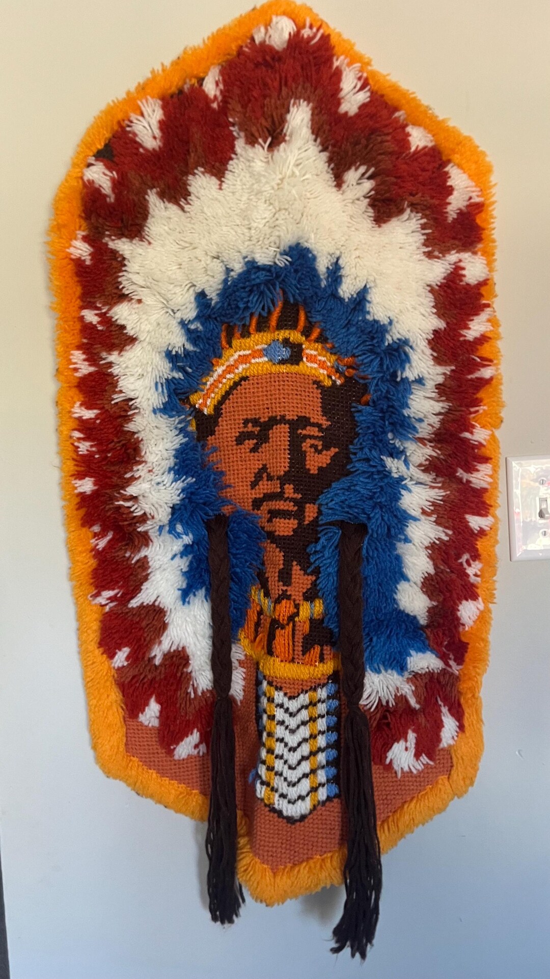 Large Yarn Hooked Native American Wall Hanging Art Southwestern - Etsy