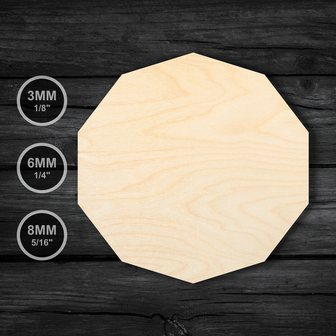 Wooden Decagon Wood Decagon Shape 3MM 6MM 8MM 3-50CM - Etsy