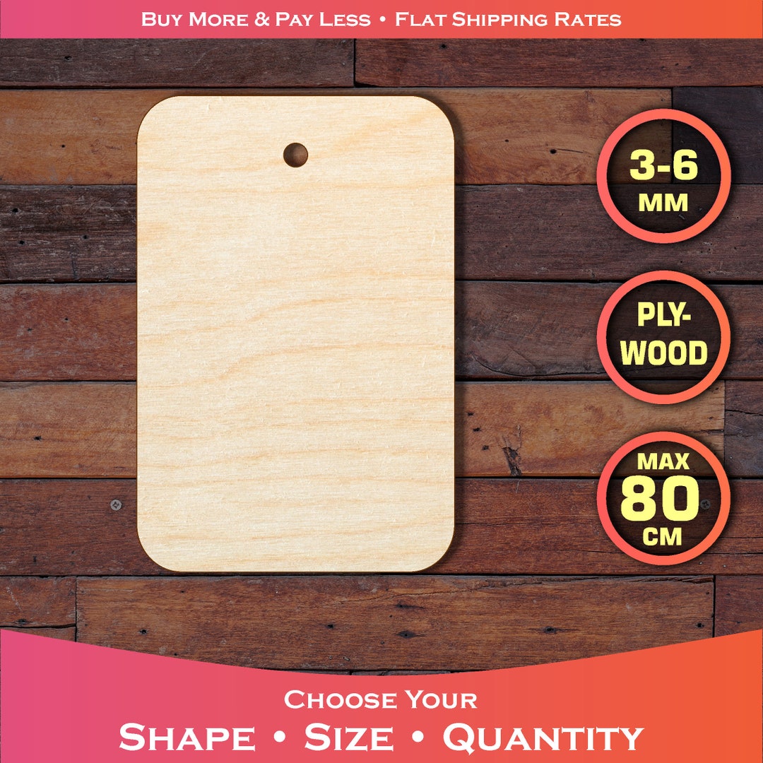 Wood Round Rectangle Cutout Blank for DIY Craft, Wooden Rectangular ...