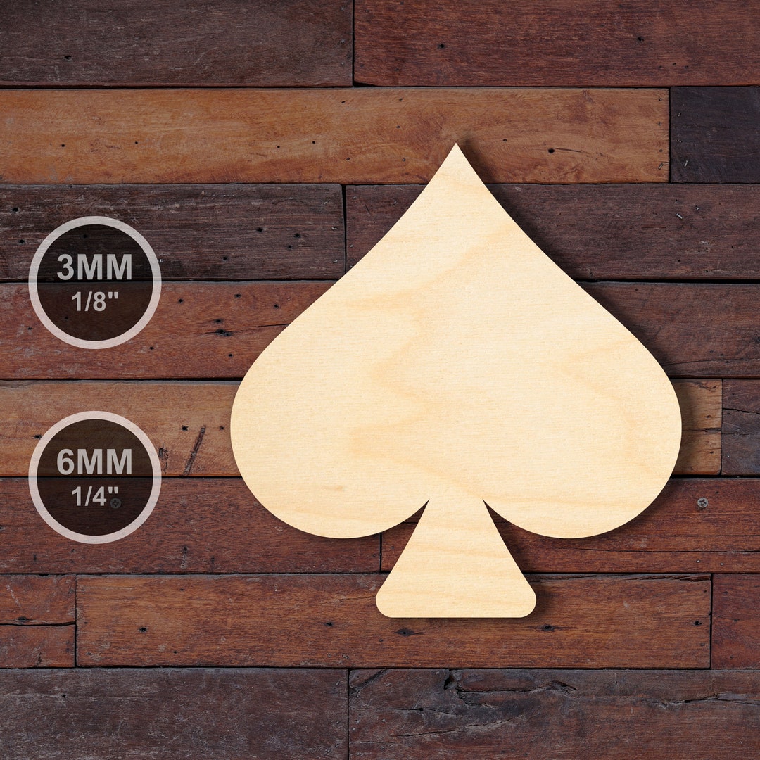 Wood Cards Spade Cutout Unfinished Wooden Wedding Decor, Birch Plywood ...