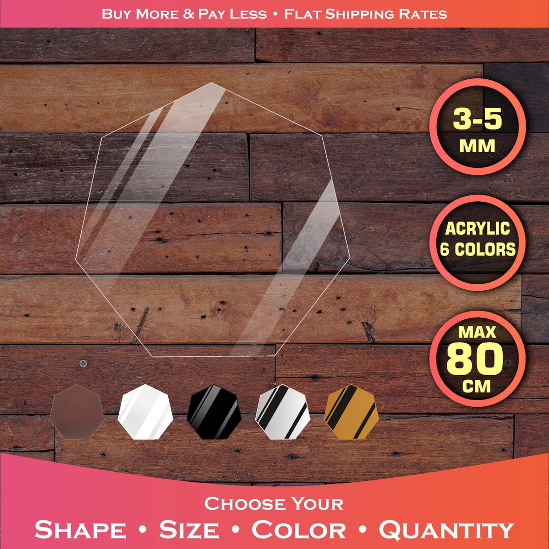Plexi Heptagon Shape Acrylic Heptagon Cutout, Plexiglass Baby Shower ...